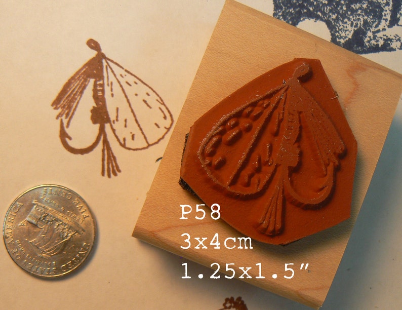 P58 Fly Fishing Lure Rubber Stamp - Etsy