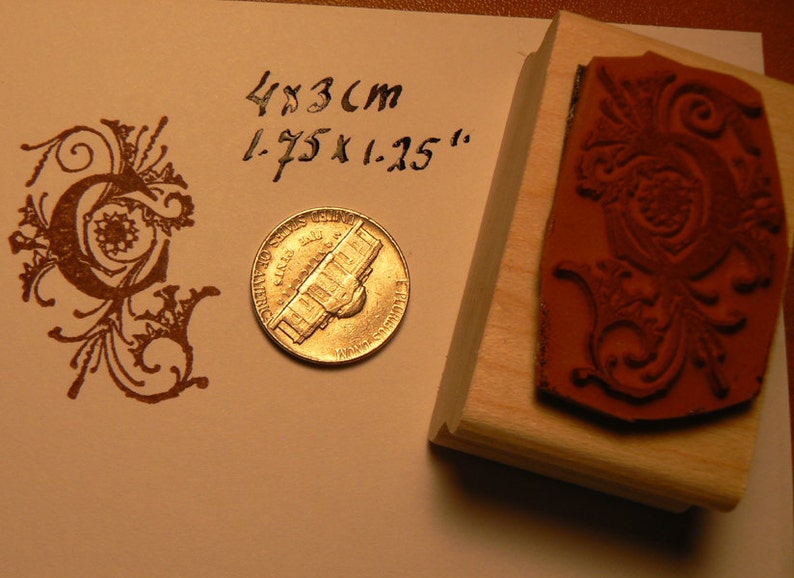 P41 Monogram Decorative Letter C Rubber Stamp WM | Etsy