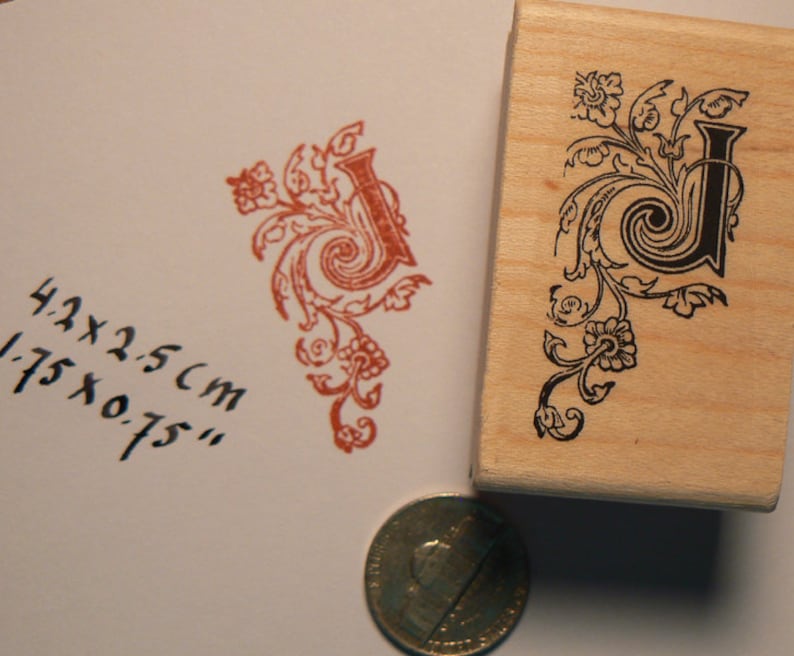 P41 Monogram J, Decorative Letter J Rubber Stamp - Etsy
