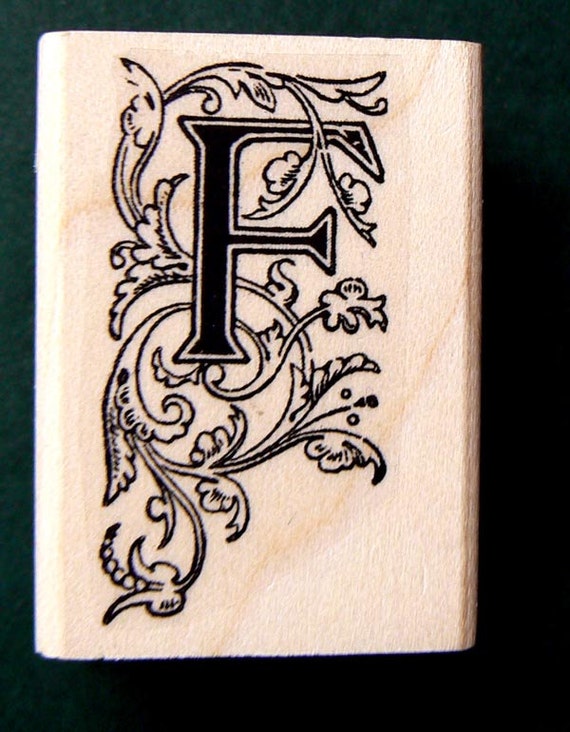 F Monogram Rubber Stamp Rubber Stamp, Custom Rubber Stamp,