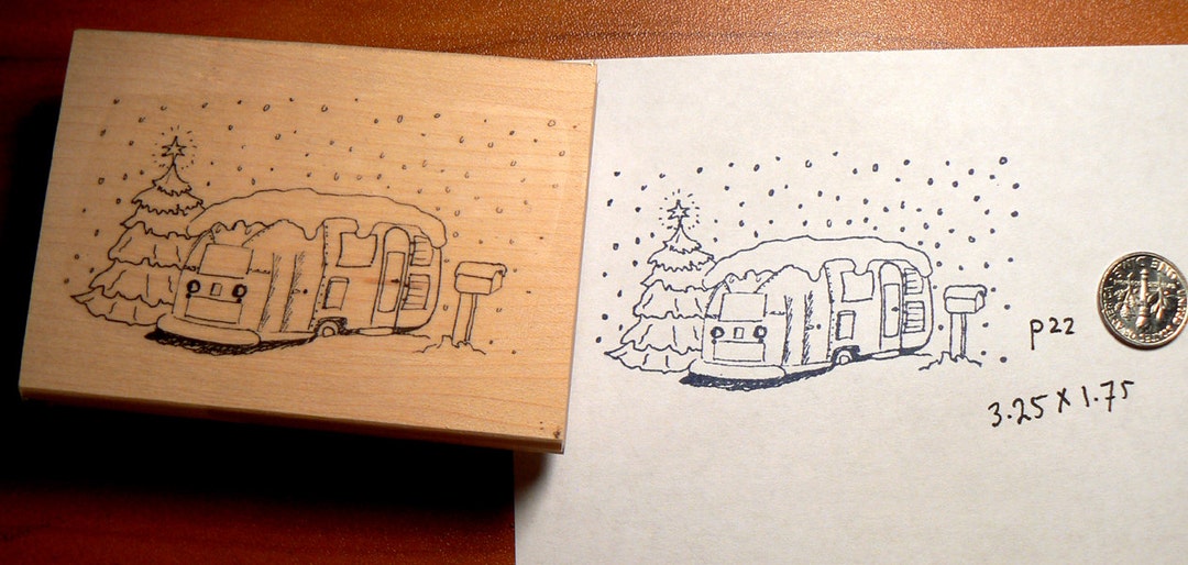 Trailer Christmas Rubber Stamp WM P22 - Etsy