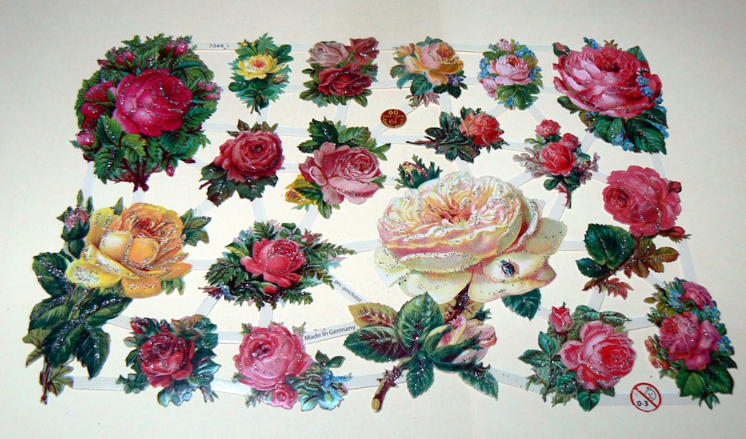 Roses Paper Die Cuts-german Scrap, Die Cut Relief Paper 7344 - Etsy