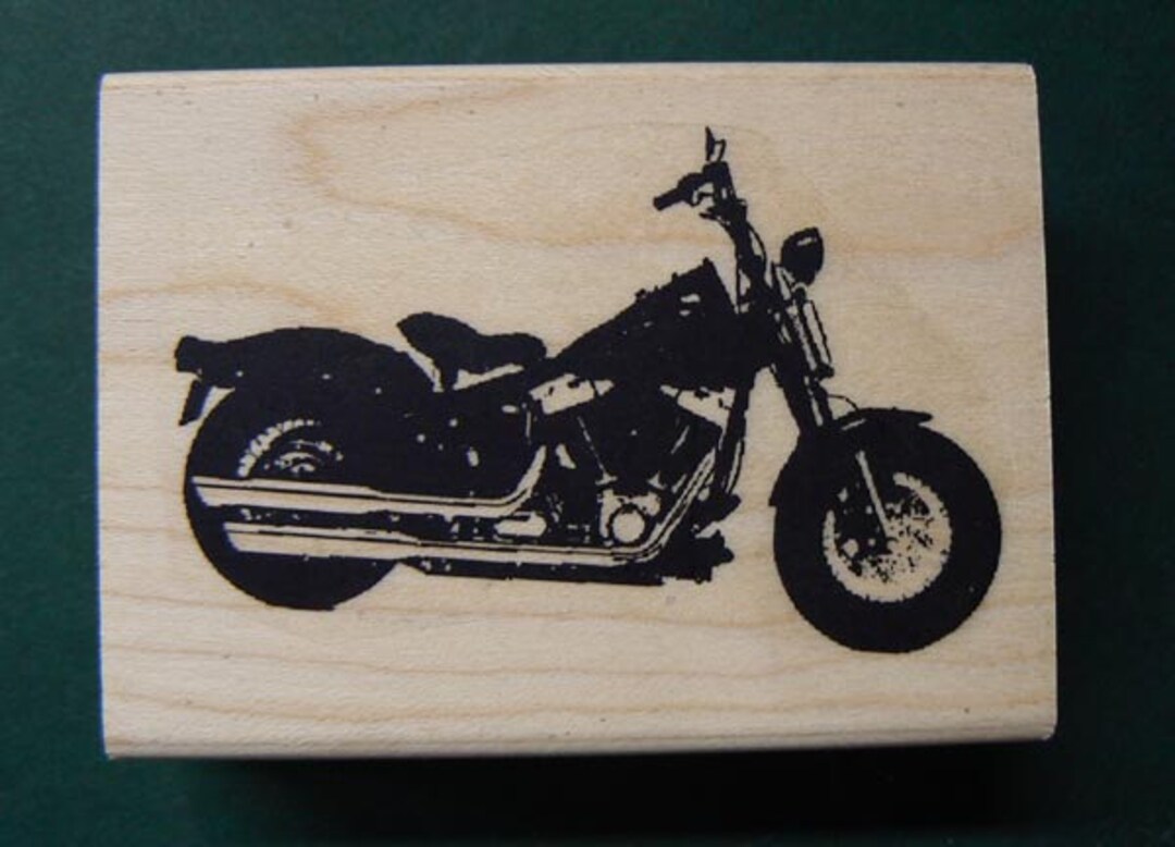 Harley Style Motorcycle Line Art Rubber Stamp WM 2.4x1.5 P20 - Etsy
