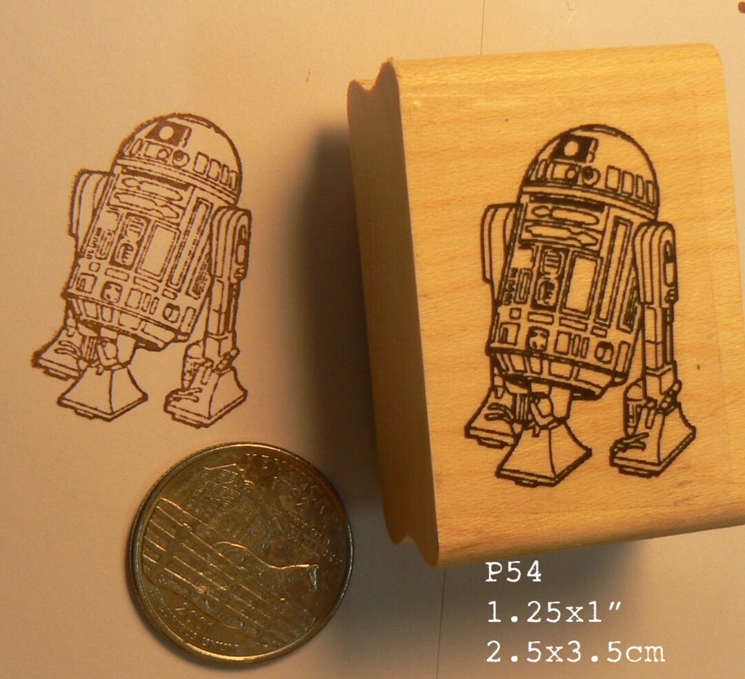 P54 R2D2 Robot Line Art Rubber Stamp - Etsy