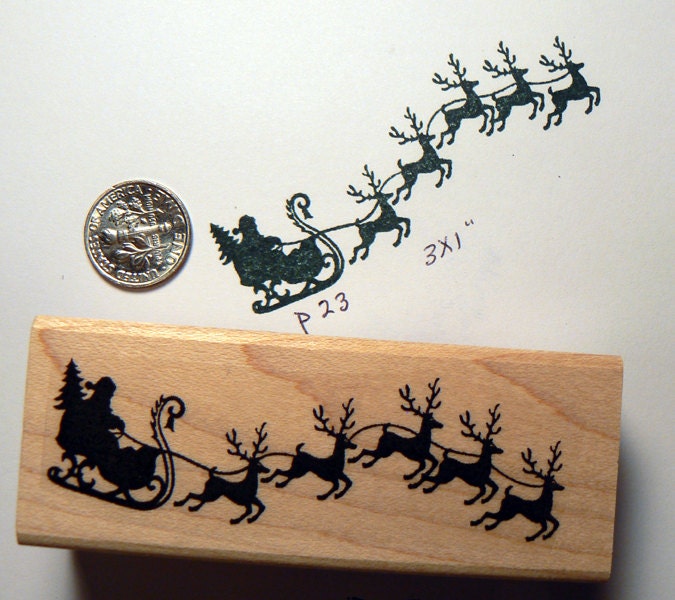 Santa Claus With Sled Rubber Stamp P23 - Etsy