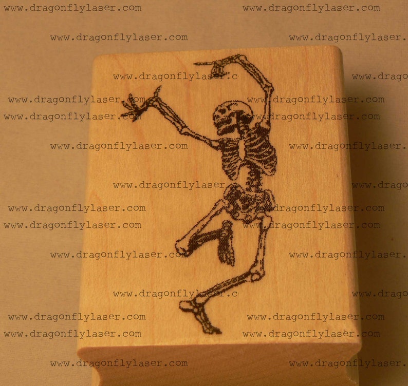 P39 Dancing Skeleton Rubber Stamp WM - Etsy