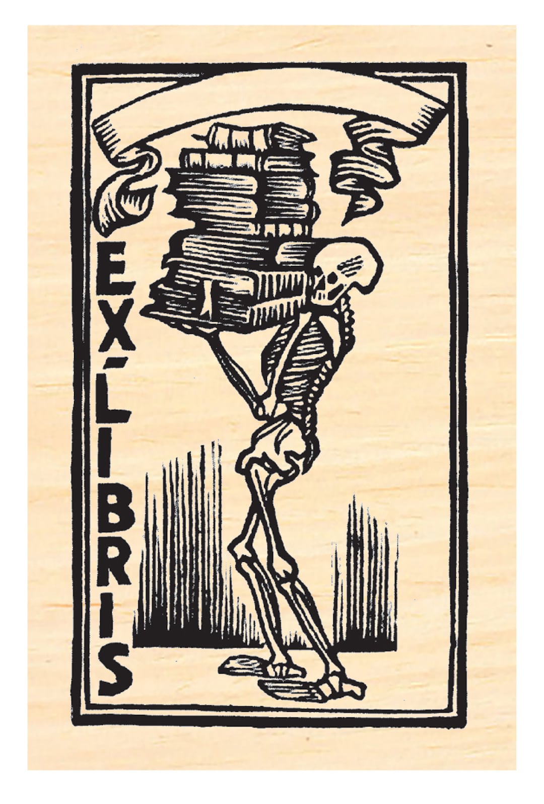 P141 Ex Libris Skeleton Rubber Stamp - Etsy