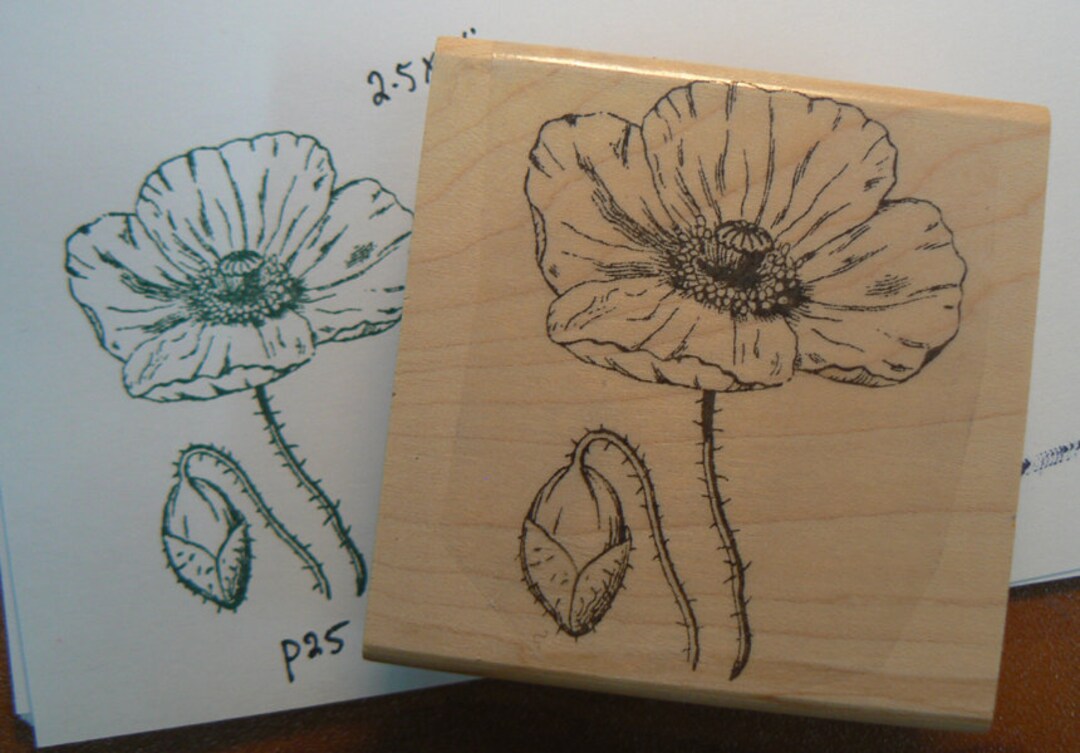 Poppy Flowers Rubber Stamp P25 - Etsy