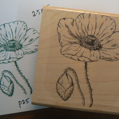 Poppy Flowers Rubber Stamp P25 - Etsy