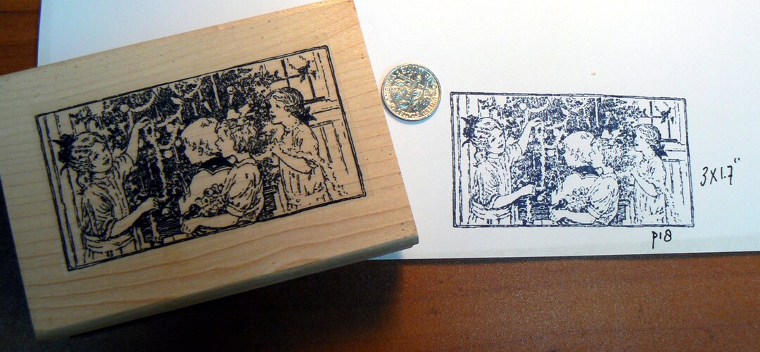 Vintage Christmas Scene Rubber Stamp P18 - Etsy