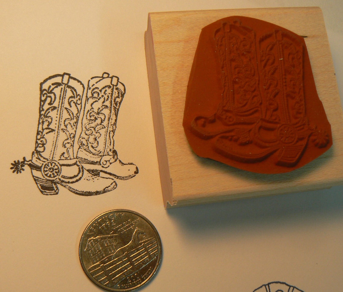 P57 Cowboy Boots Rubber Stamp - Etsy