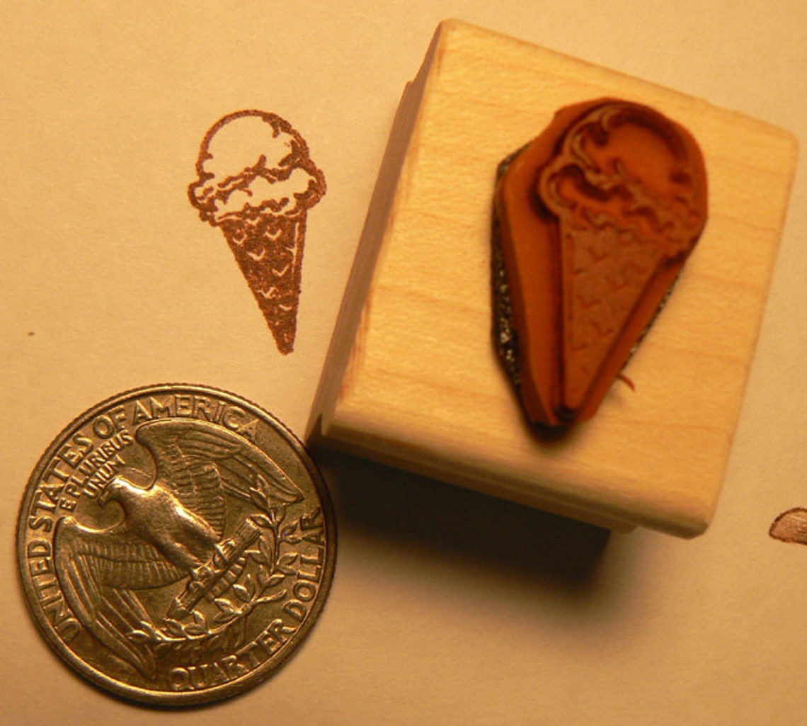 P24 Ice Cream Cone Rubber Stamp Miniature - Etsy