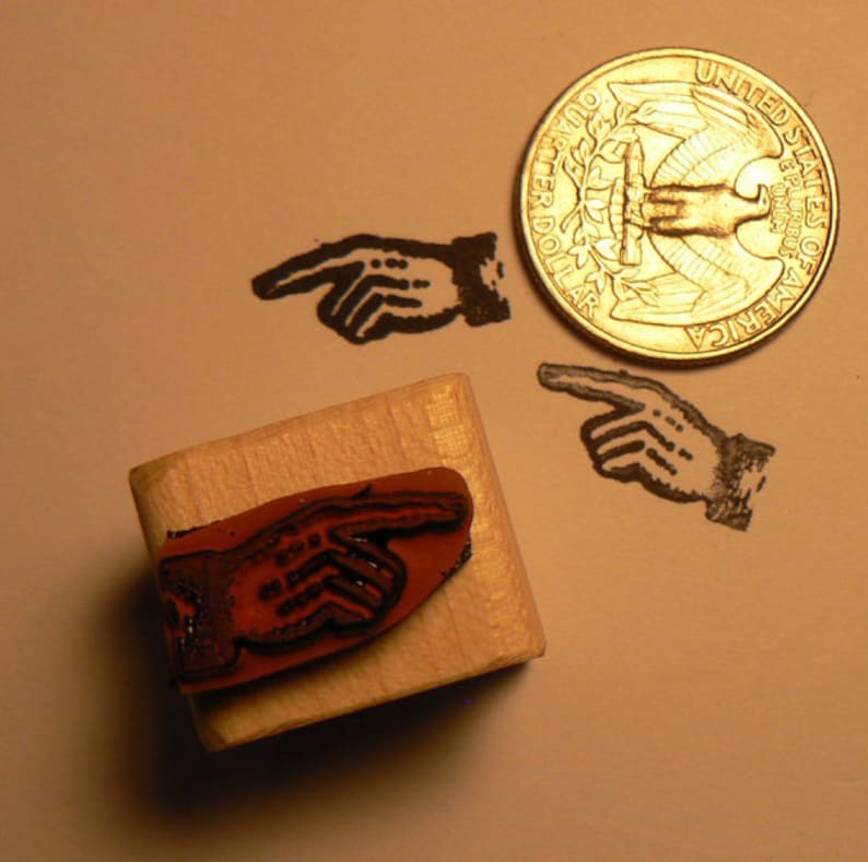 P24 Pointing Finger Rubber Stamp Miniature - Etsy