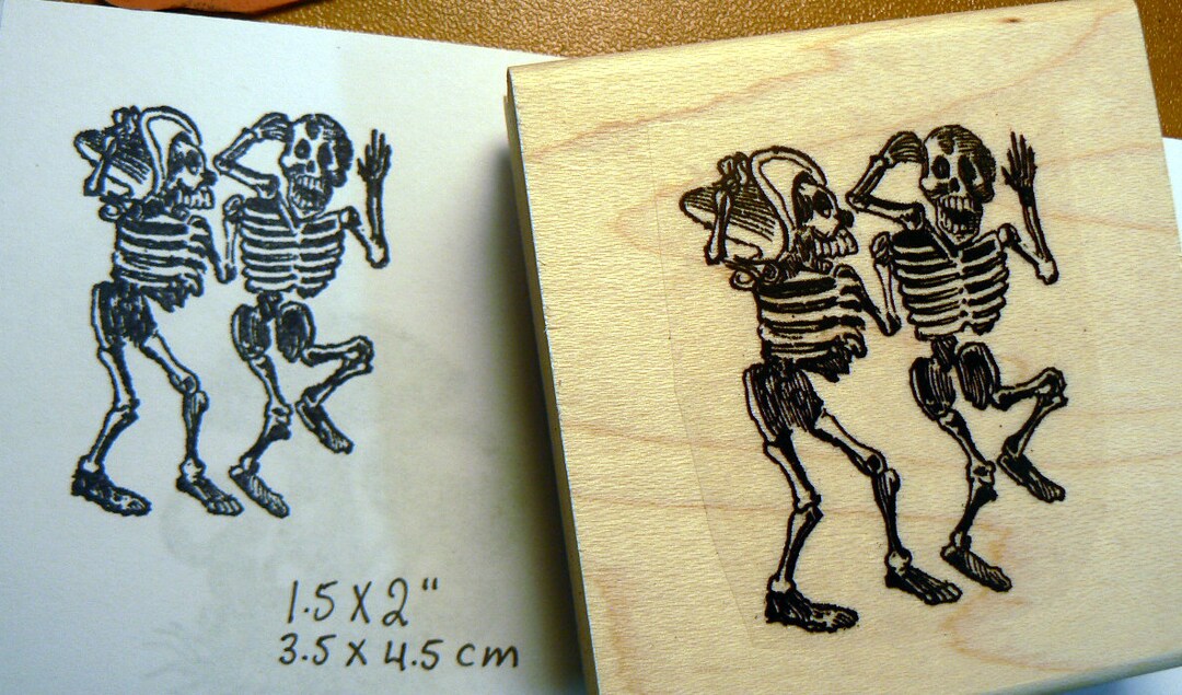 P46 Boo!! Skeleton Scare, Rubber Stamp - Etsy