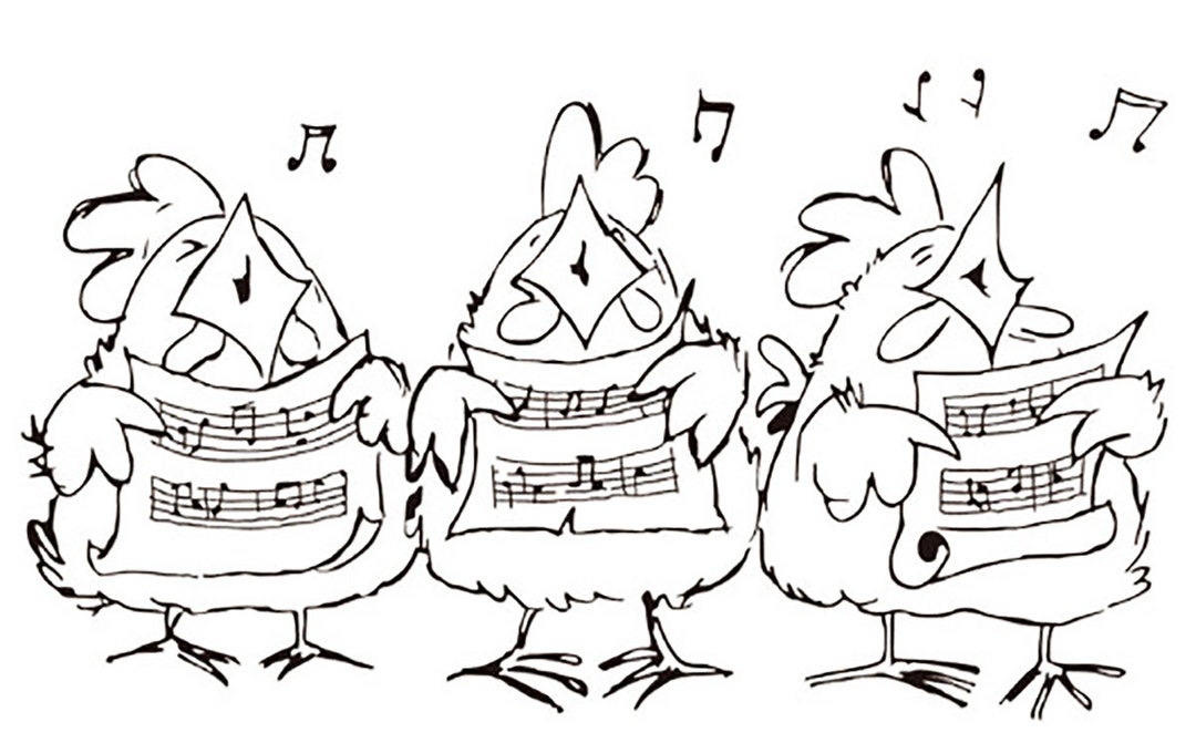 Singing Chickens Rubber Stamp - Clear - Etsy