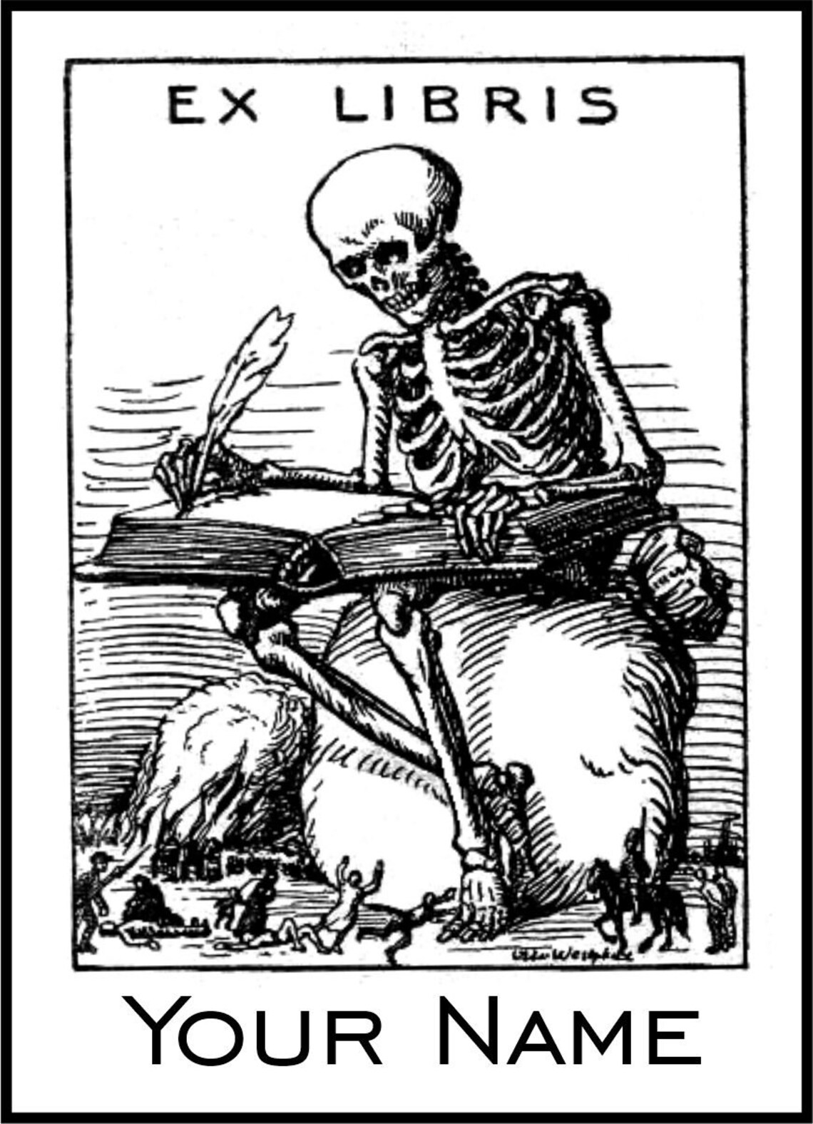 Ex-libris Rubber Stamp- Skeleton Writing- Personalized- Custom Made - Etsy