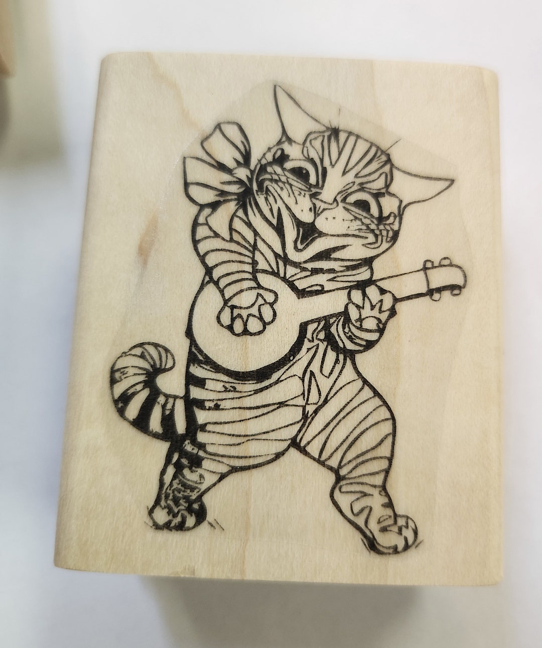 P41 Cat Playing Banjo Rubber Stamp - Etsy