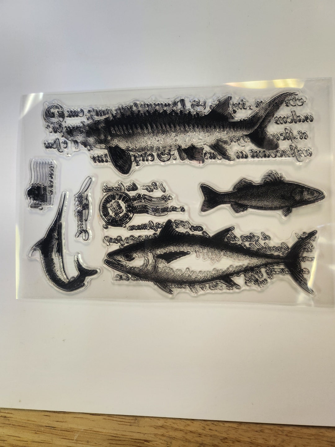 Fish and Hook Collage Rubber Stamps 6.4x4.4 Sheet - Etsy
