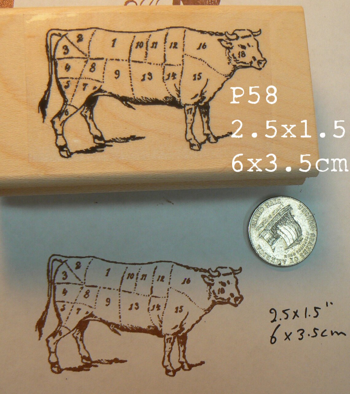 P58 Beef Steer Cow Rubber Stamp | Etsy
