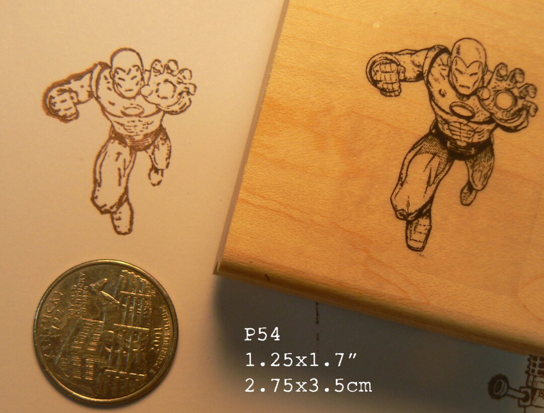 P54 Iron Man Line Art Rubber Stamp - Etsy