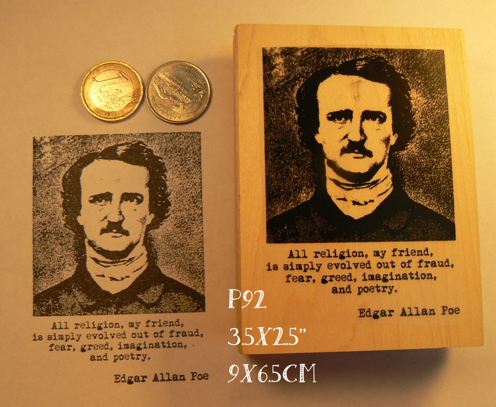 Edgar Allan Poe Rubber Stamp Religion..... P92 - Etsy
