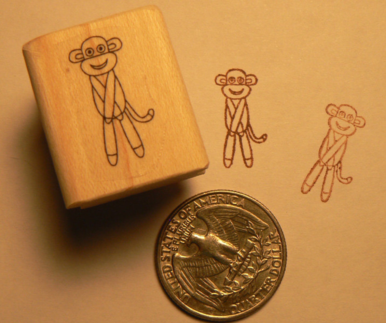 P17 Sock Monkey Rubber Stamp Miniature - Etsy