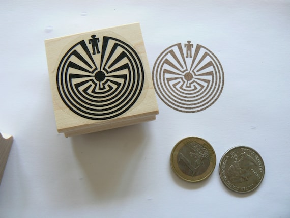 Q19 Man in Maze Rubber Stamp | Etsy
