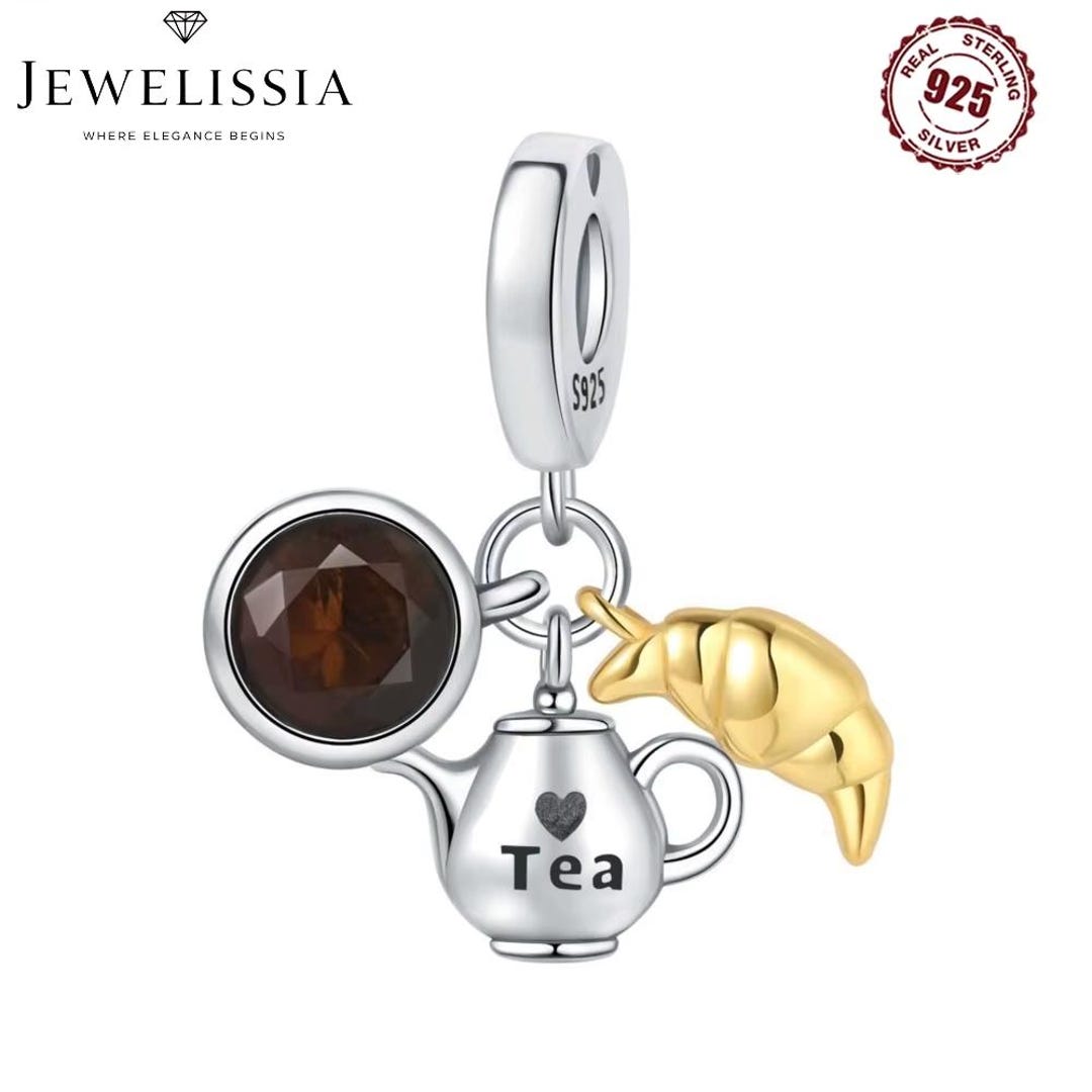 925 Sterling Silver Dim Sum Dessert Bread Pendants Bracelet Charms Fit ...