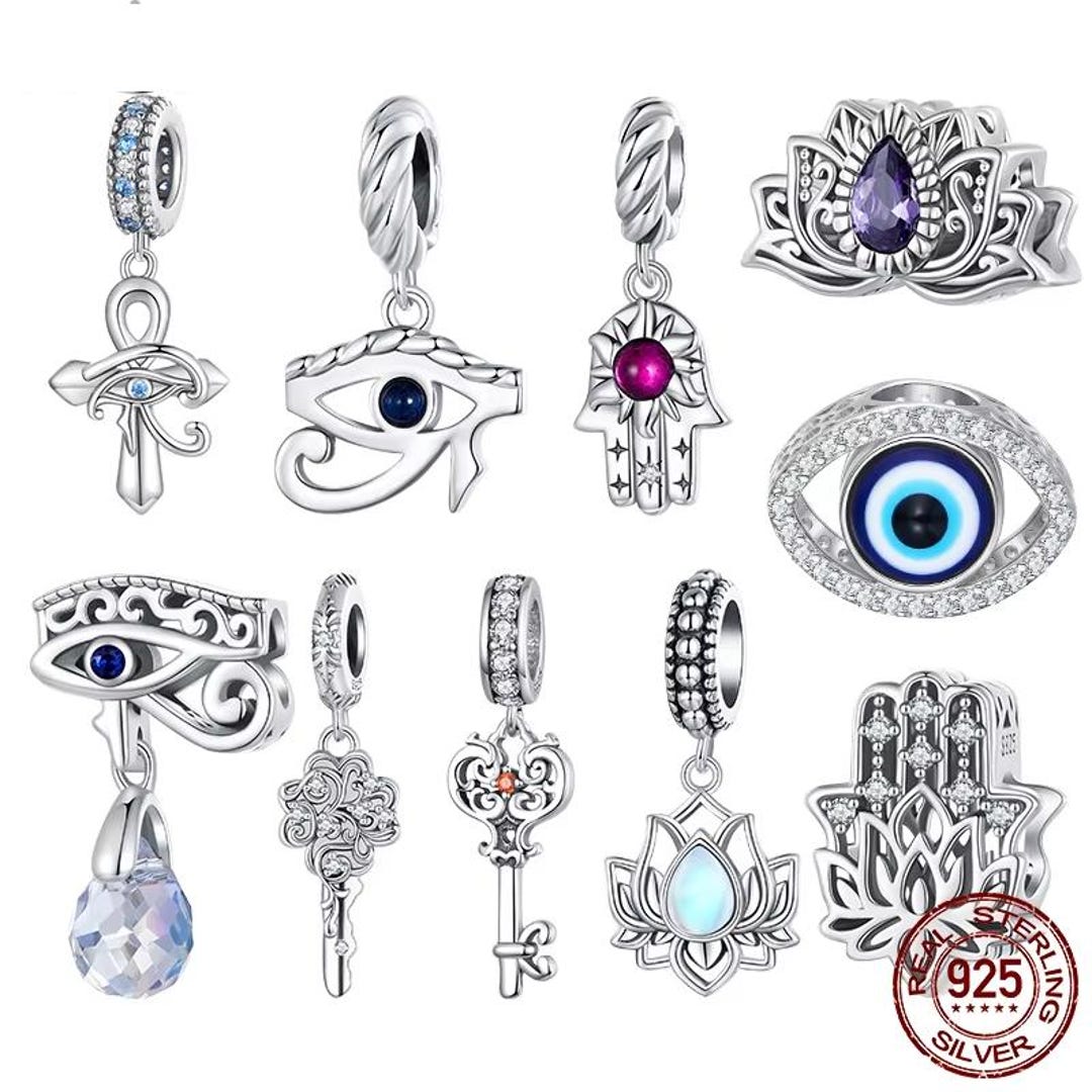 Retro Hand of Fatima Pendant Eye of Horus Lucky Lotus Beads, Fits ...
