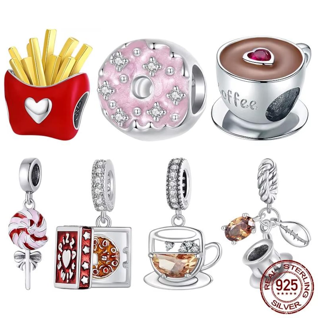 3D Pizza Food Charms Enamel Coffee Cup Pendant, Fits Pandora Bracelet ...