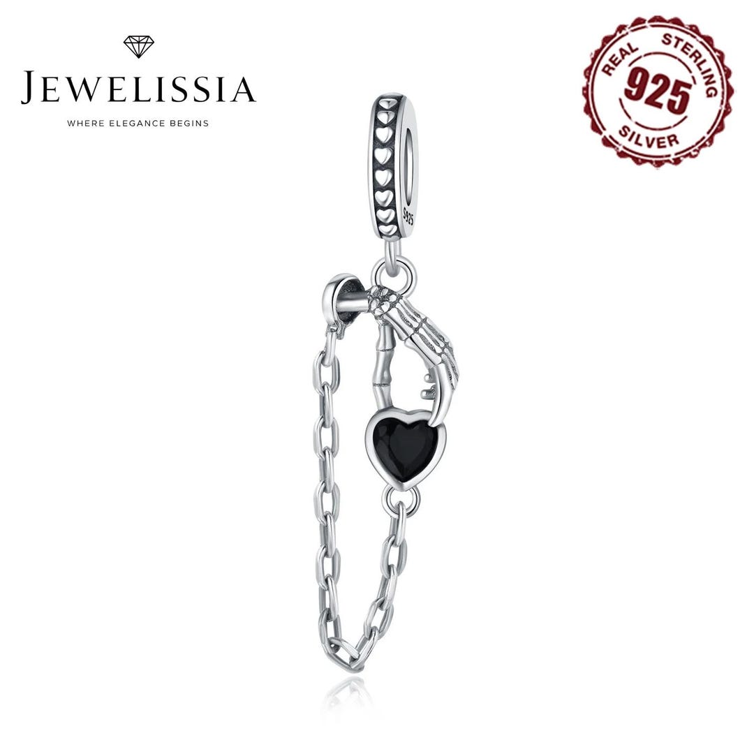 925 Sterling Silver Skeleton Finger Tassel Pendants Fit Pandora ...