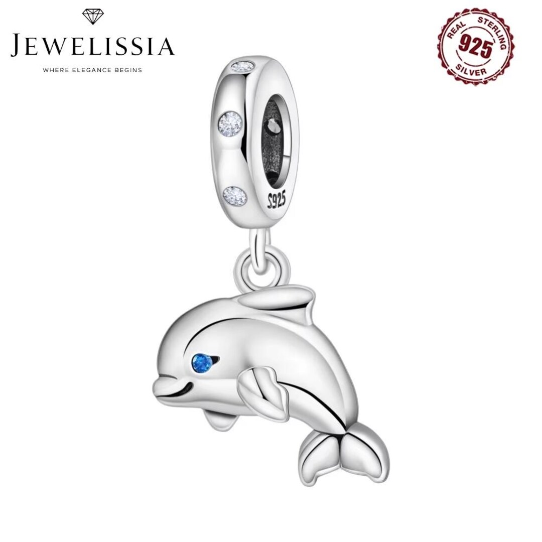 925 Sterling Silver Cute Dolphin Marine Animal Pendants Charms Fit ...