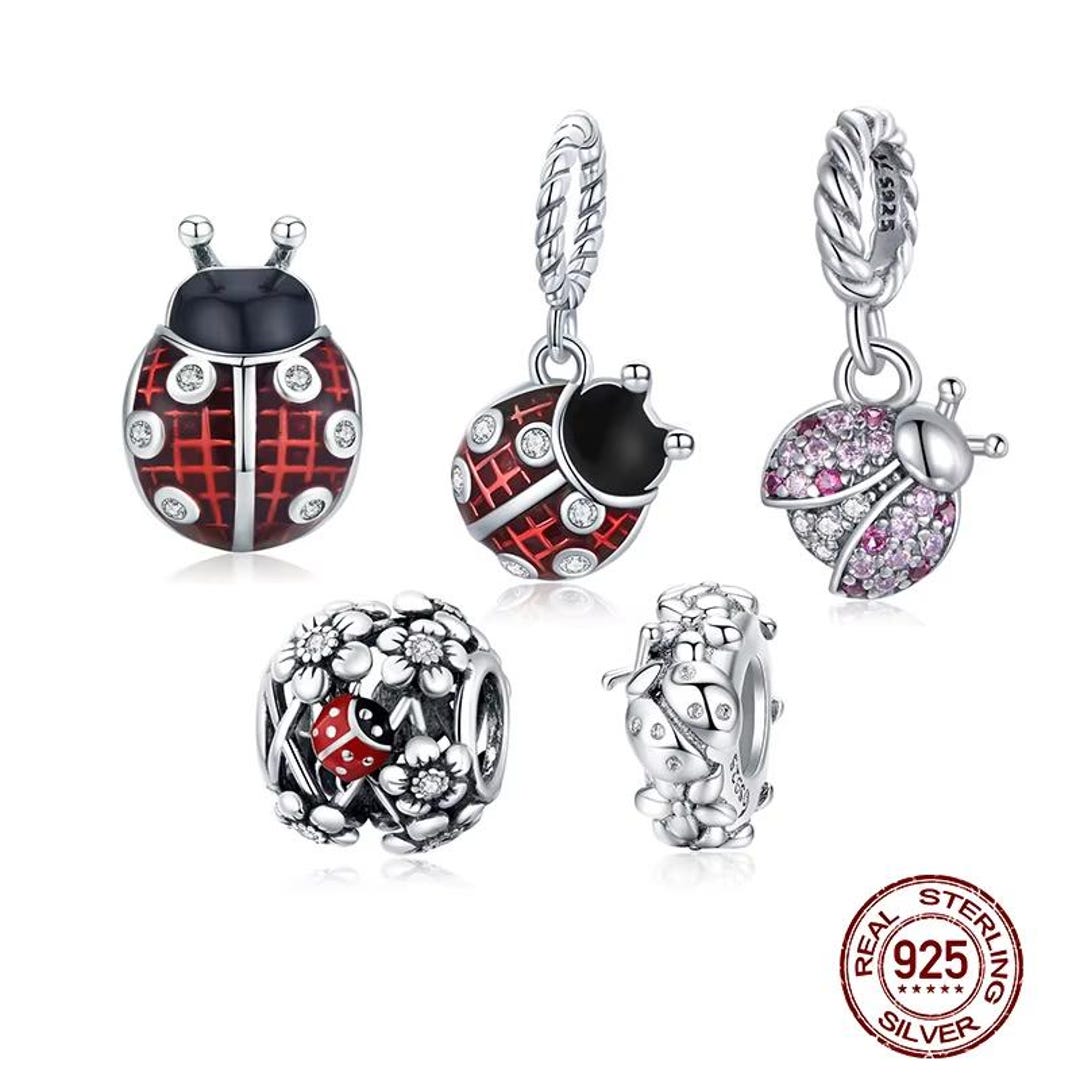 Ladybug Series Charm Zircon Enamel Bead, Fits Pandora Bracelet, 925 ...