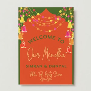 Desi Mendhi Welcome Sign Template - Etsy