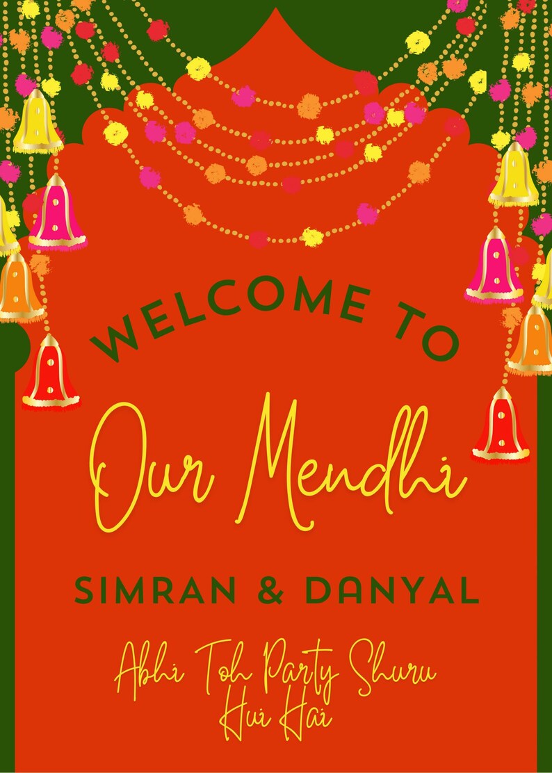 Desi Mendhi Welcome Sign Template - Etsy