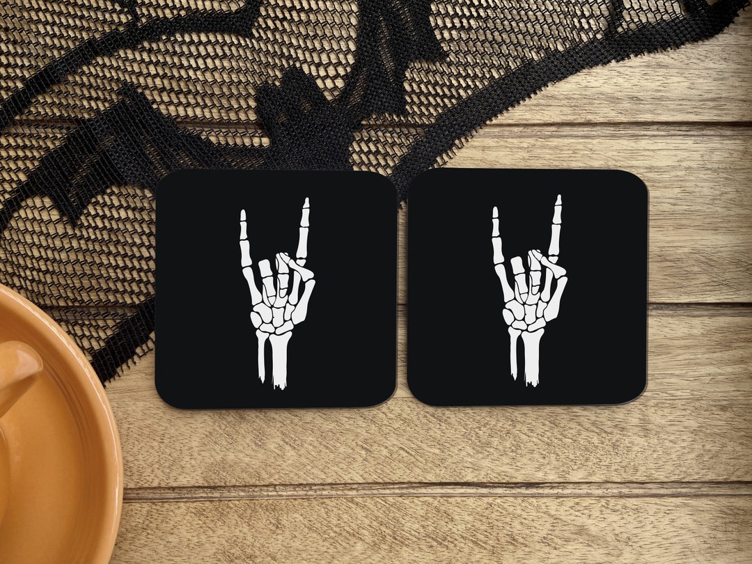 Halloween Coaster, Skeleton Hand Coaster, Rock on Coaster, Halloween ...