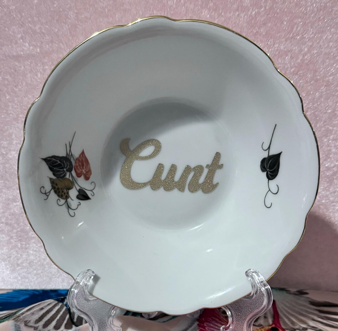 Vintage 1960s Kahla Transformed Glittery Gold Cnt C U Next Tuesday China Bowl, Sassy Gift, GDR ...