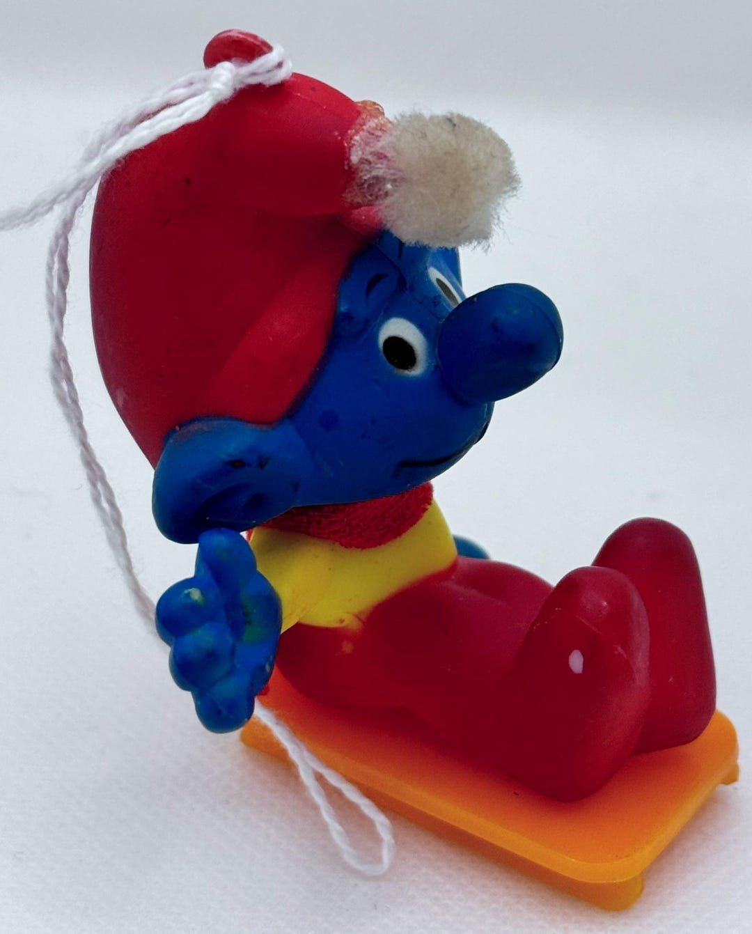 1970s Vintage Smurf Sledding Christmas Tree Ornament, Serr Alderbrook ...