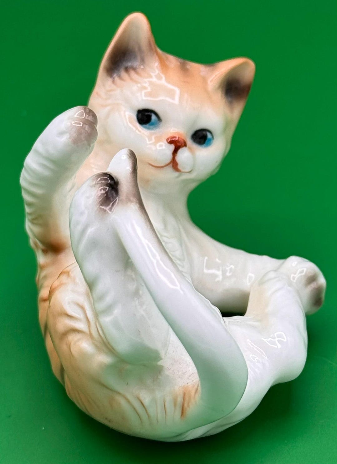 Vintage Collectible Bone China Orange Tabby Kitty Cat Kitten Playing ...