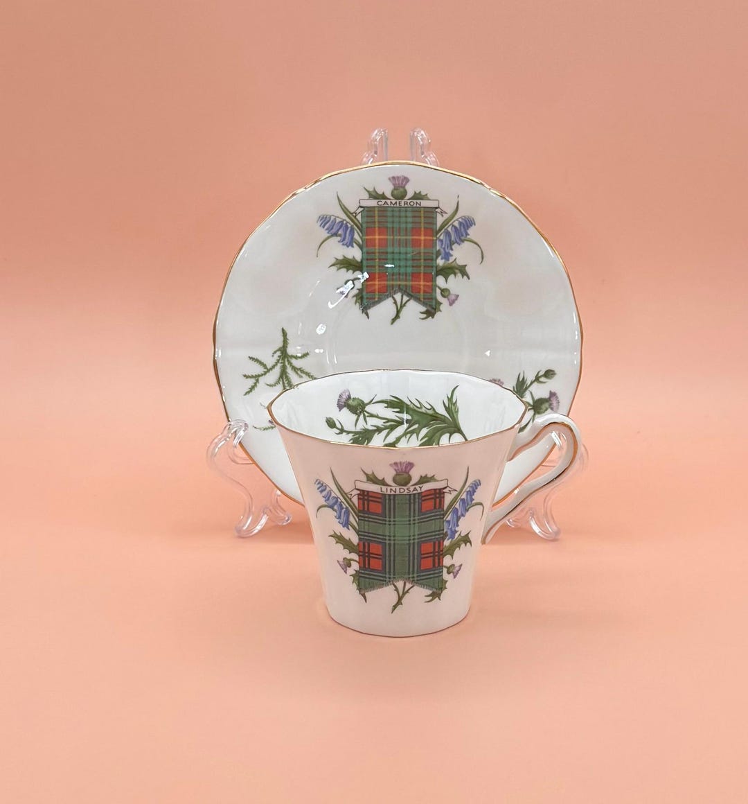 Vintage 1980s Adderly Fine Bone China Lindsay Tartan and Cameron Tartan ...