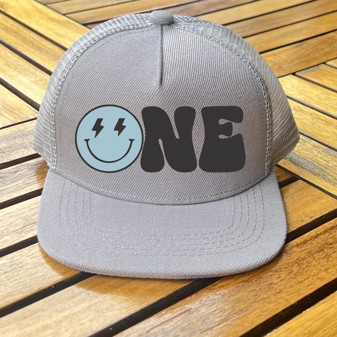 One Happy Dude First Birthday Hat, One Happy Dude Hat, Blue Smiley Face ...