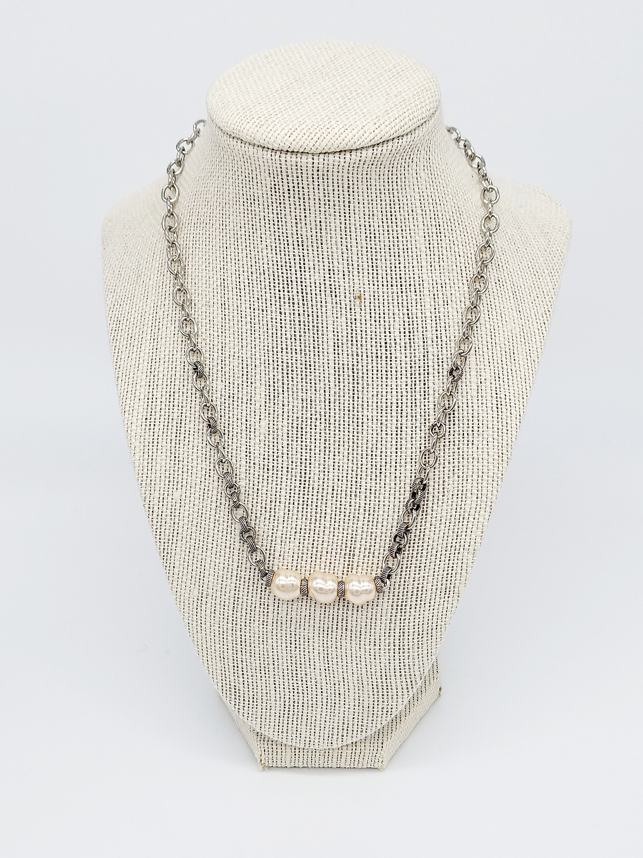 Collar Nixie Perla de cristal vintage eslabón de plata - Etsy España