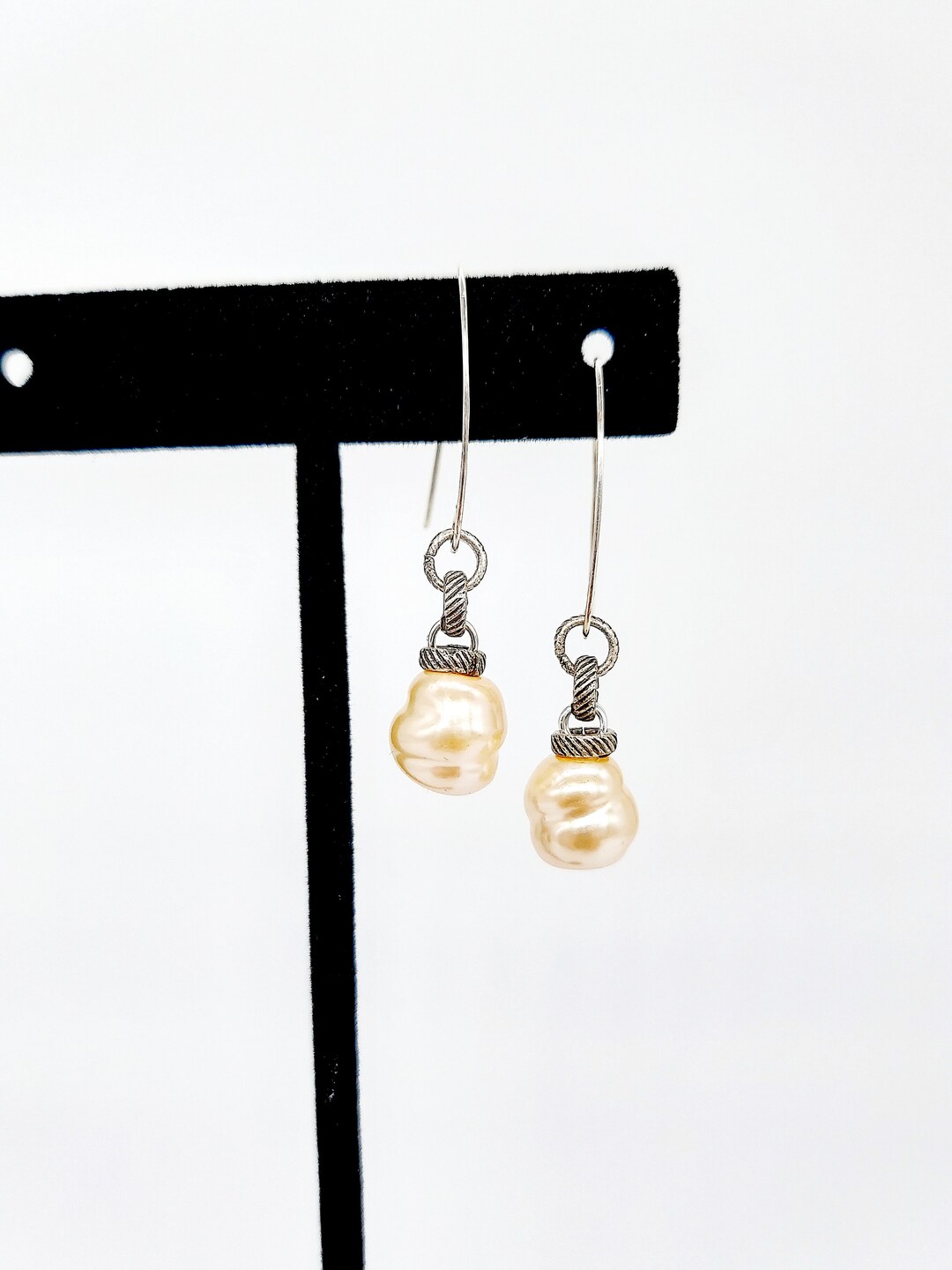 Nixie Earrings- Sterling & Vintage Glass Pearl - Etsy