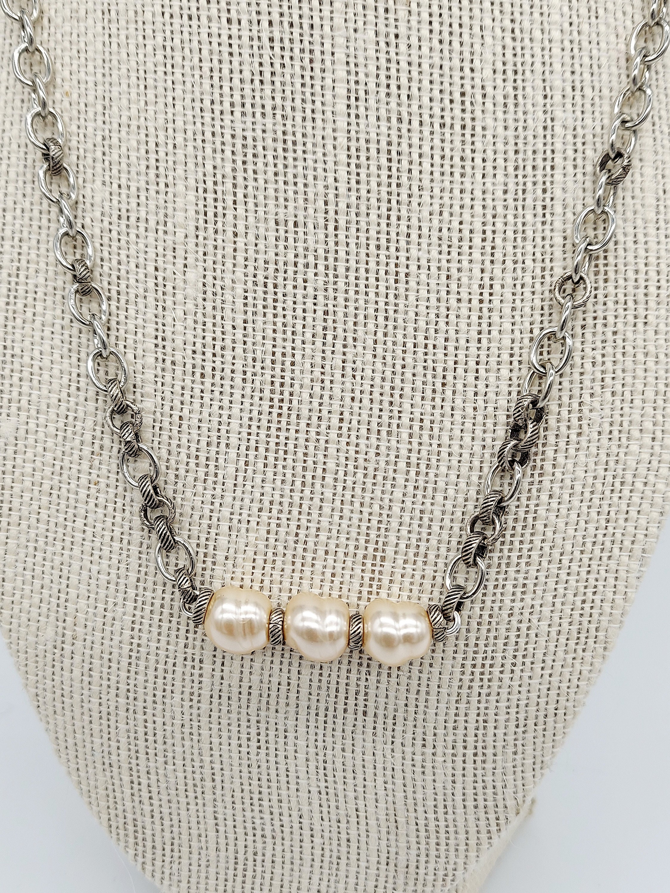 Collar Nixie Perla de cristal vintage eslabón de plata - Etsy España