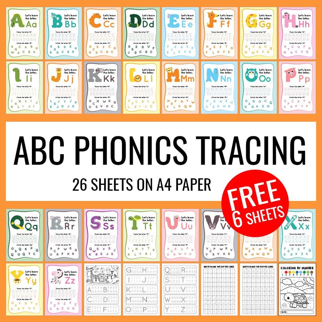 ABC 26 Sheets, Handwriting and Phonics, Kindergarten Level, Home Study ...