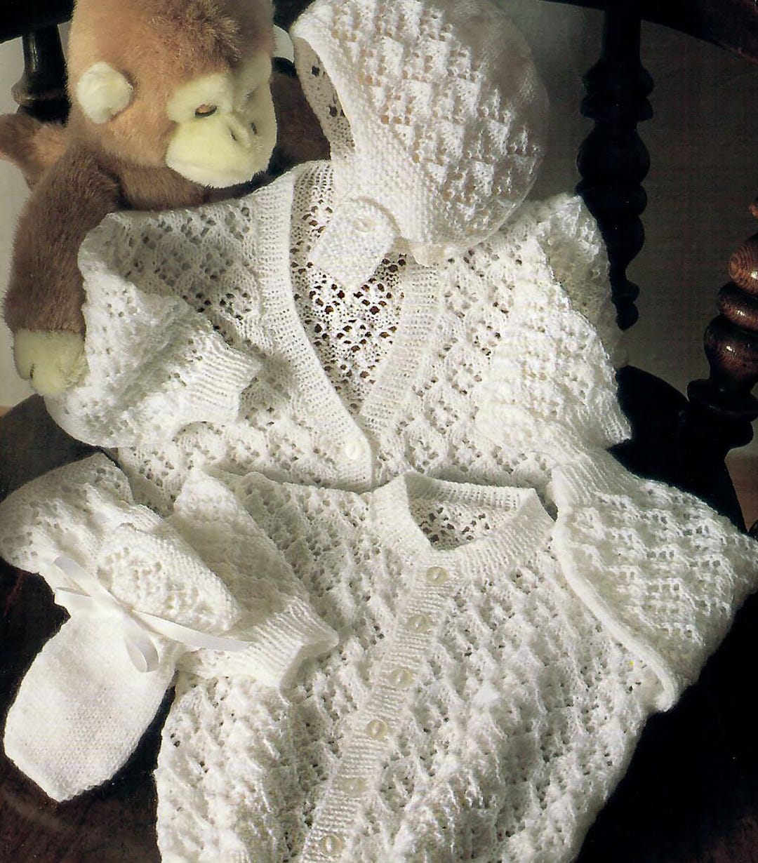 Newborn Baby Pram Set Knitting Pattern: Vintage Lace Cardigan, Hat ...