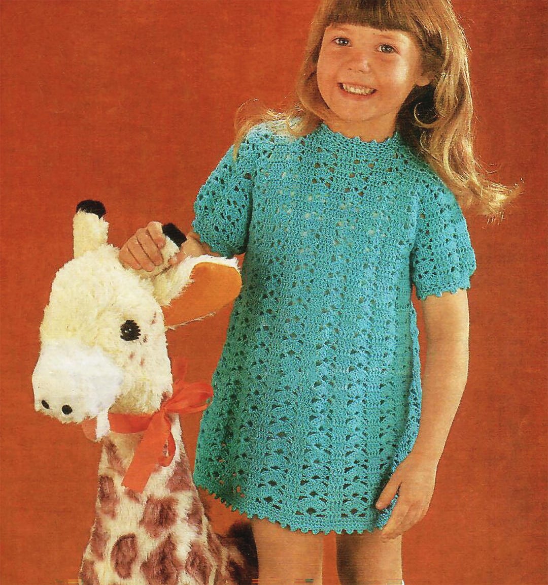 Childrens Short Sleeve Lacy Dress With Picot Edging 4ply Vintage ...