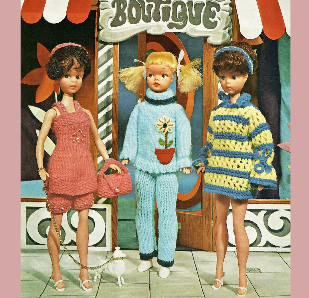 Vintage Sindy Doll Knitting Pattern Cocktail Dress Outfit Trouser ...