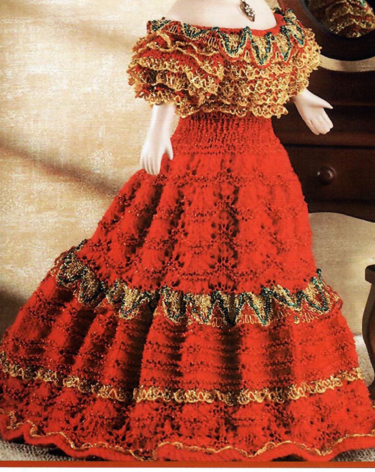 Vintage Edwardian Dolls Ball Gown Outfit Pattern Dolls Frilly Dress 15 ...