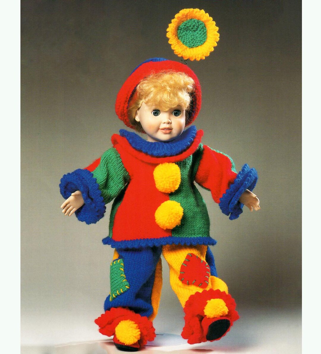 Vintage Doll Clown Costume 90's Patchwork Block Colour 18" Dolls ...
